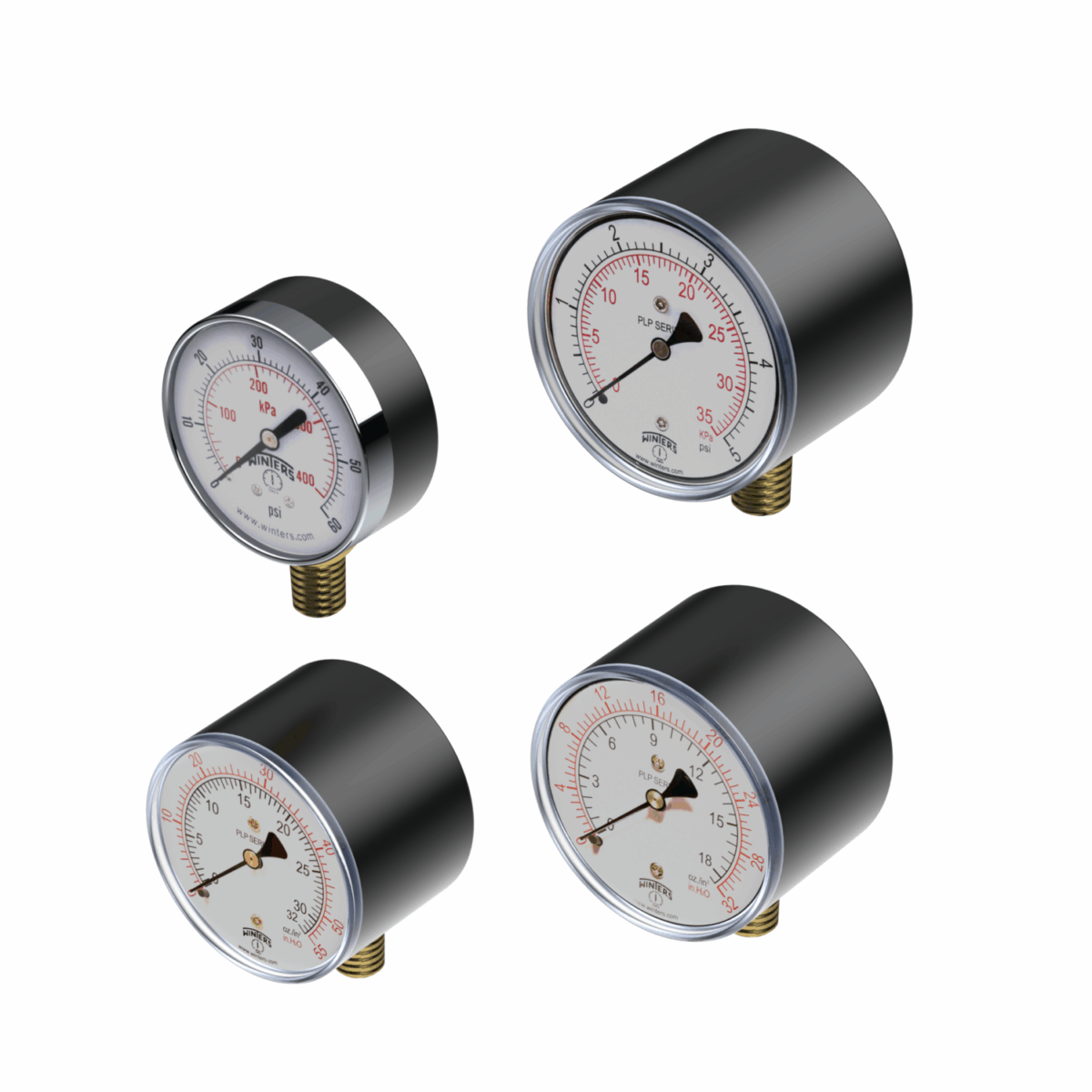 0 - 100 INWC, 2.5" Dial Pressure Gauge, 1/4" Bottom Mount Connection ...