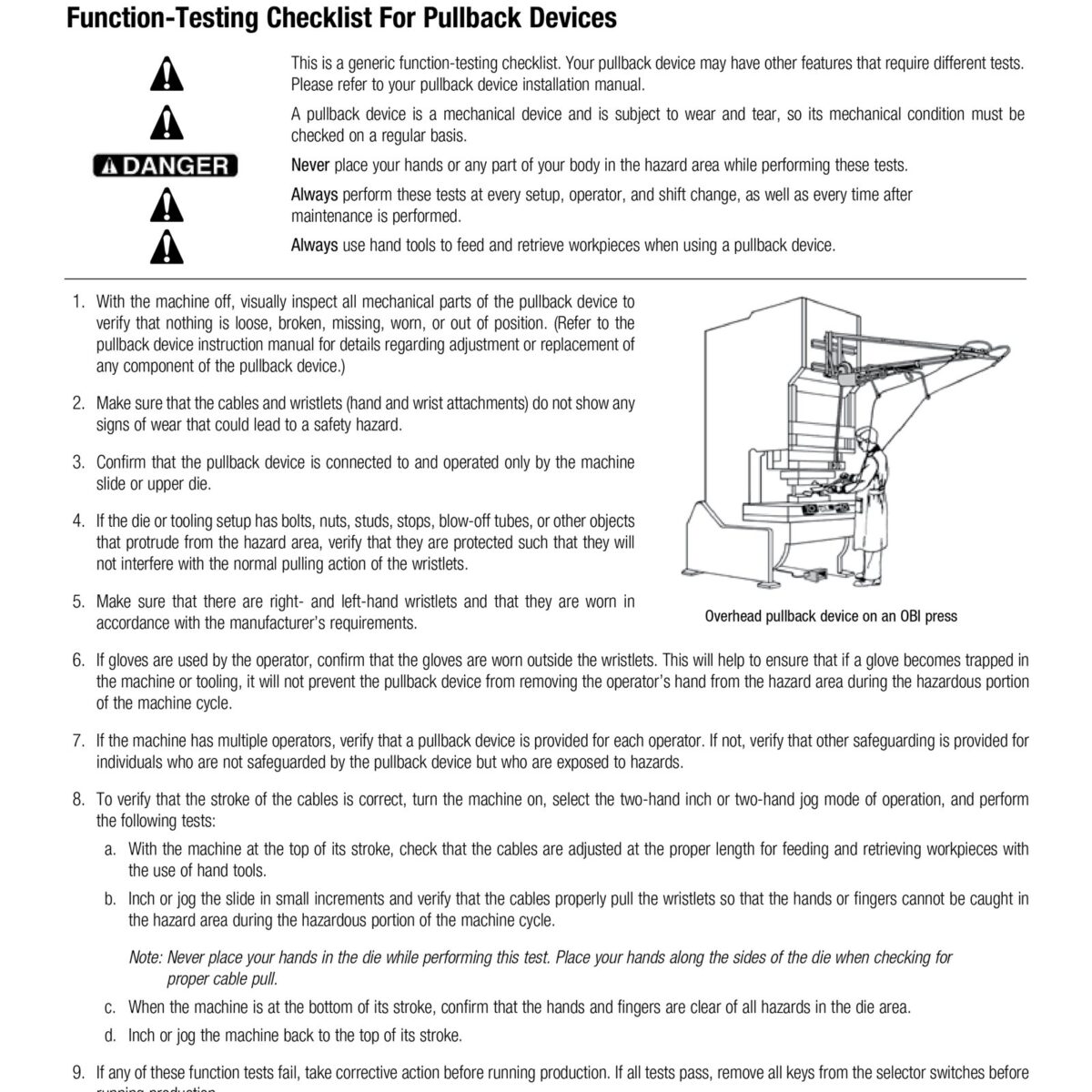 Function-Testing Checklist for Pullback Devices (LLL060) - Rockford ...