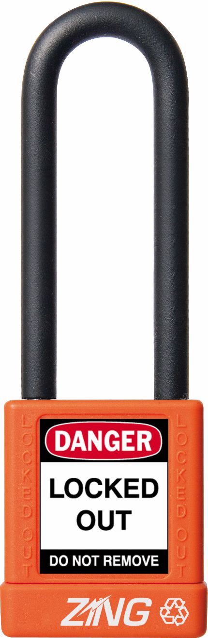 Padlock, 3" Shackle, Orange Keyed Different - Rockford Systems, LLC