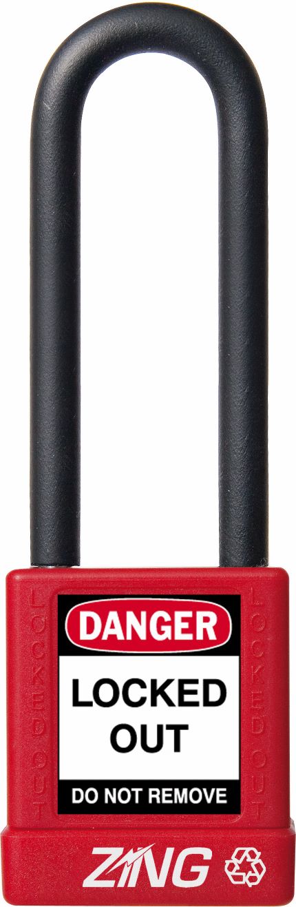 Padlock, 3" Shackle, Red, Keyed Different - Rockford Systems, LLC